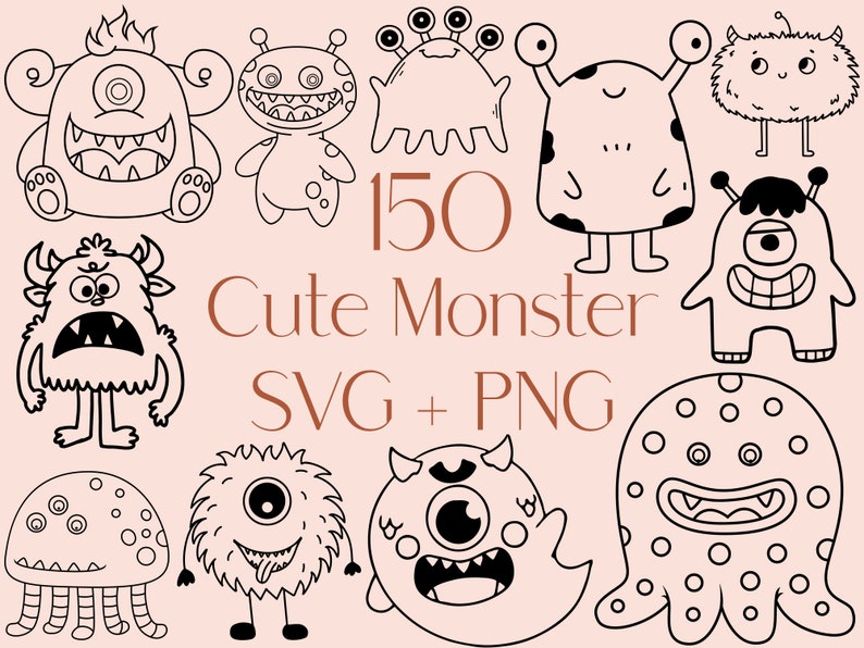 Halloween Monster SVG PNG Bundle, Commercial Use - Etsy