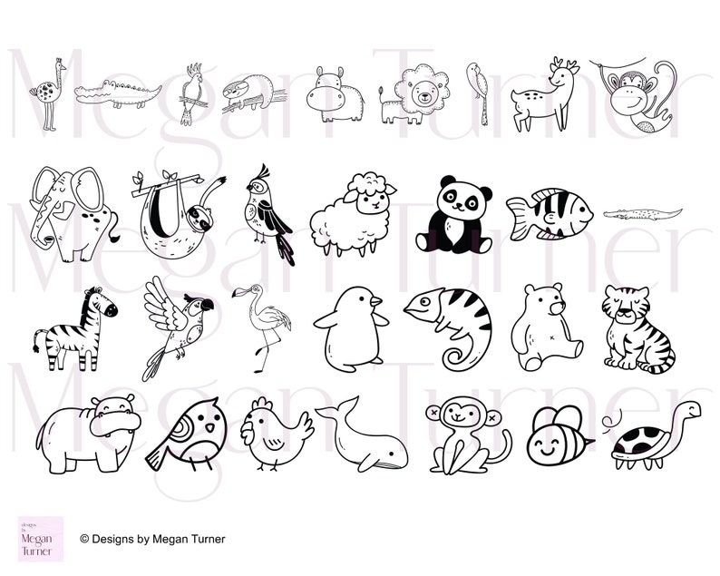 250 Cute Animal Procreate Stamps, Safari, Farm, Doodle (digital File ...