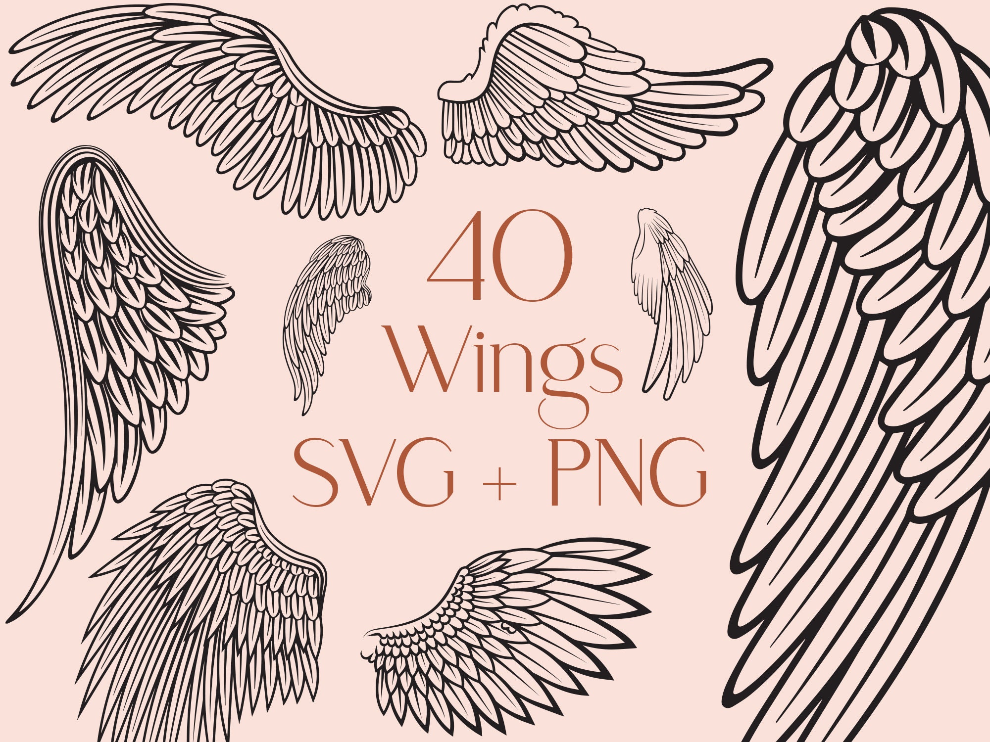 Wings Svg Bundle Angel Wings Svg Bundle Tattoo Svg Wings - Etsy UK