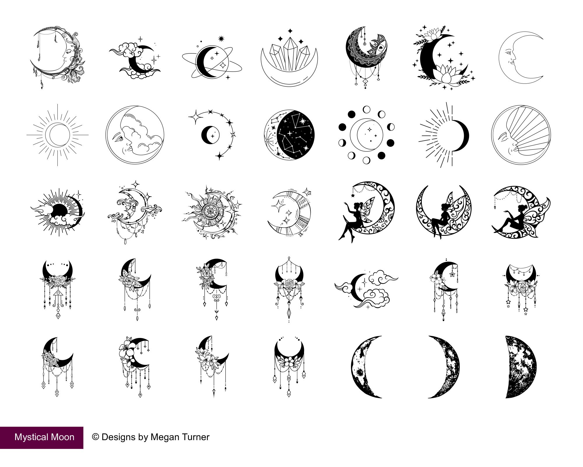 Mystical Moon Procreate Stamps Celestial Procreate Stamps - Etsy UK