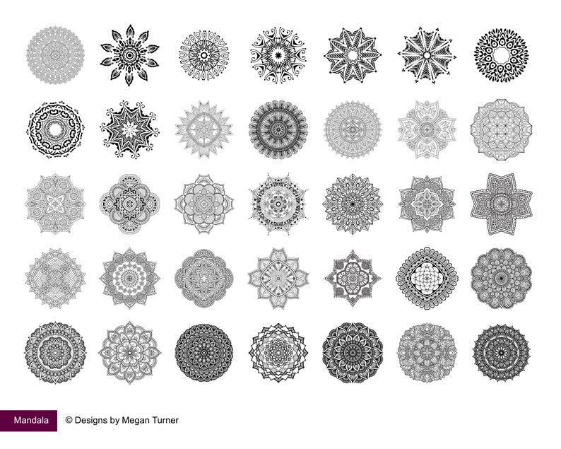 50 Mandala Procreate Stamps: Tattoo & Coloring Brushes (commercial Use ...