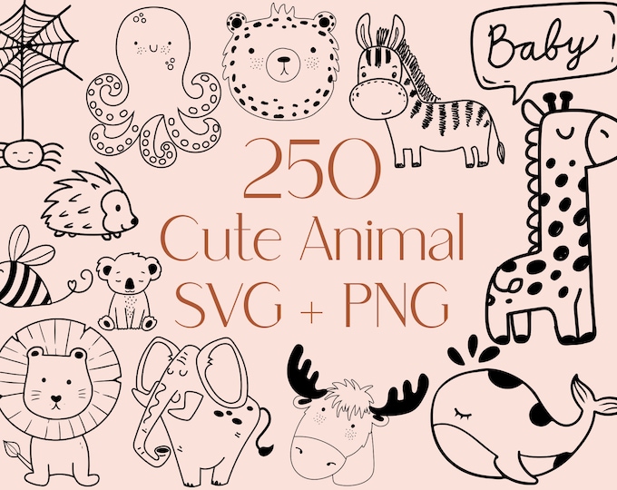 Safari Tier svg, süßes Tier svg, Bauernhof Tier svg, Tier Clipart ...