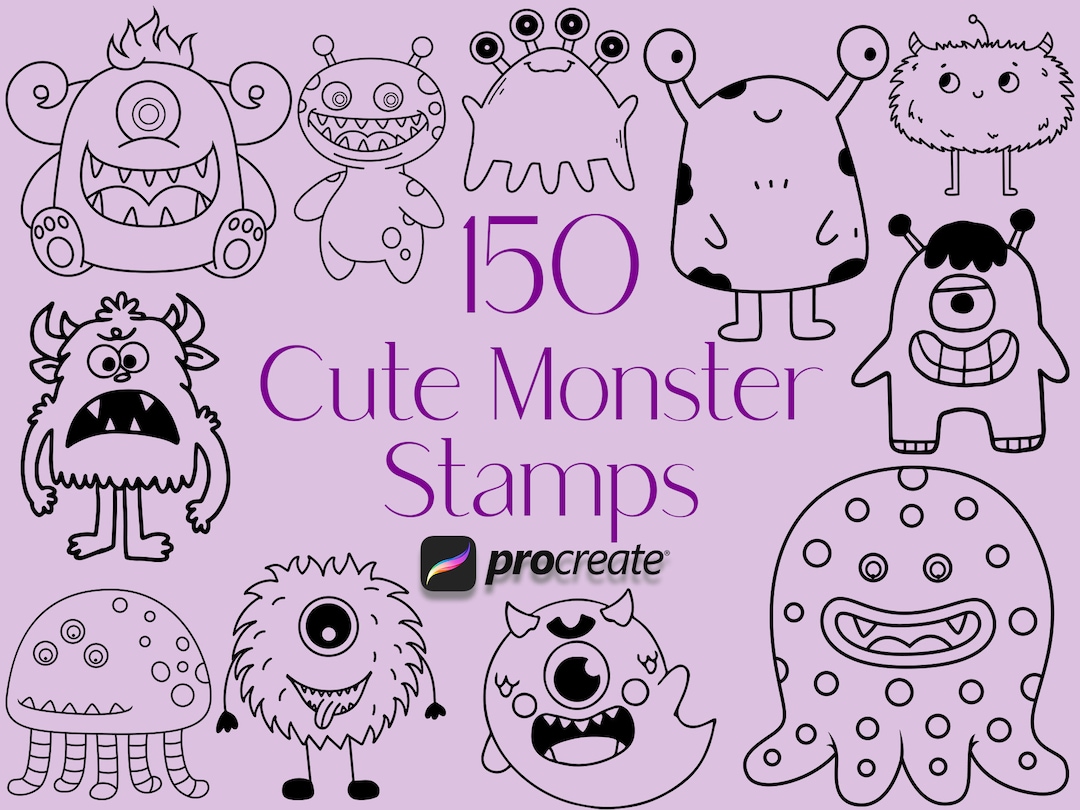 Procreate Monster, Halloween Procreate, Procreate Stamps, Cute Monster ...