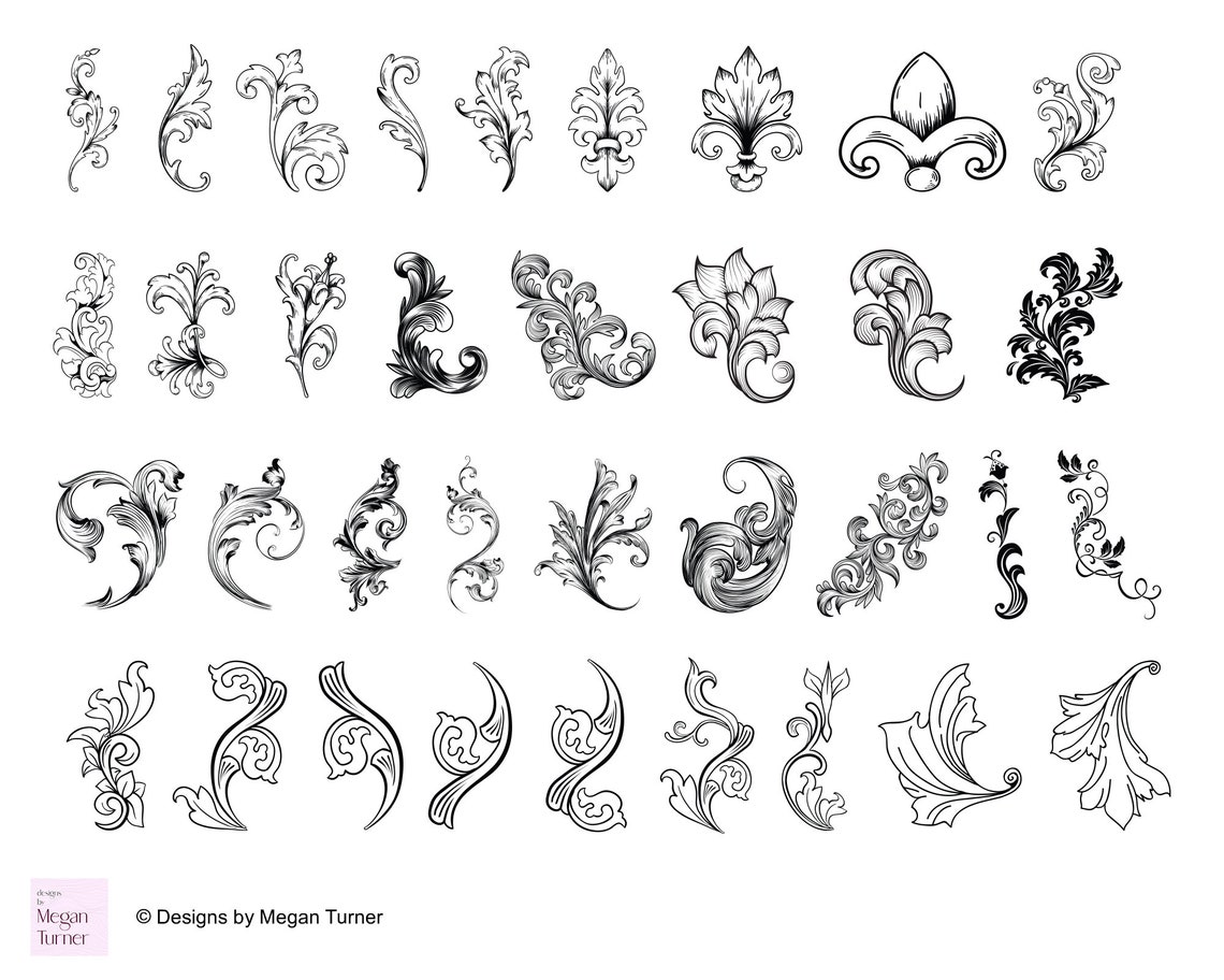 Filigree SVG Bundle: 100 Vintage Ornament Designs (commercial Use) - Etsy