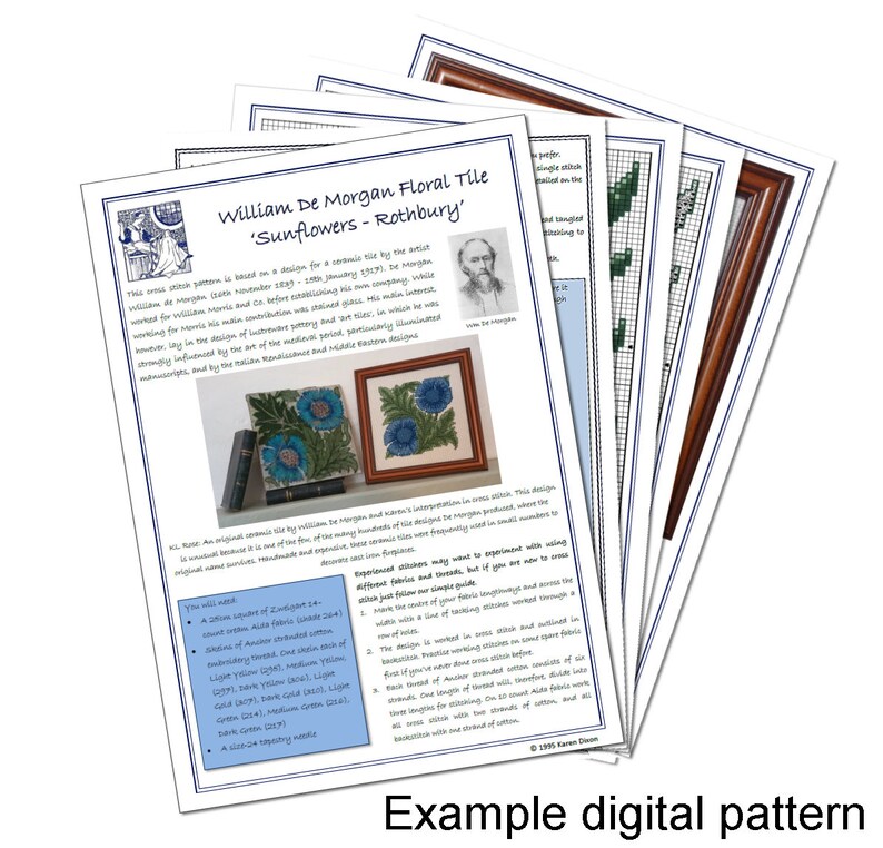 Cross Stitch, Floral, William De Morgan, Cross Stitch Pattern ...