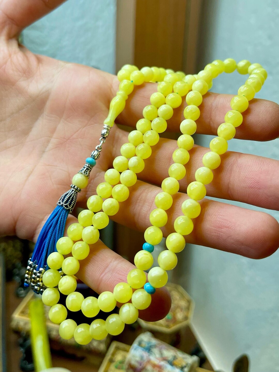 99 Beads Handmade Islamic Prayer Beads - 925 Sterling Silver Tassel ...