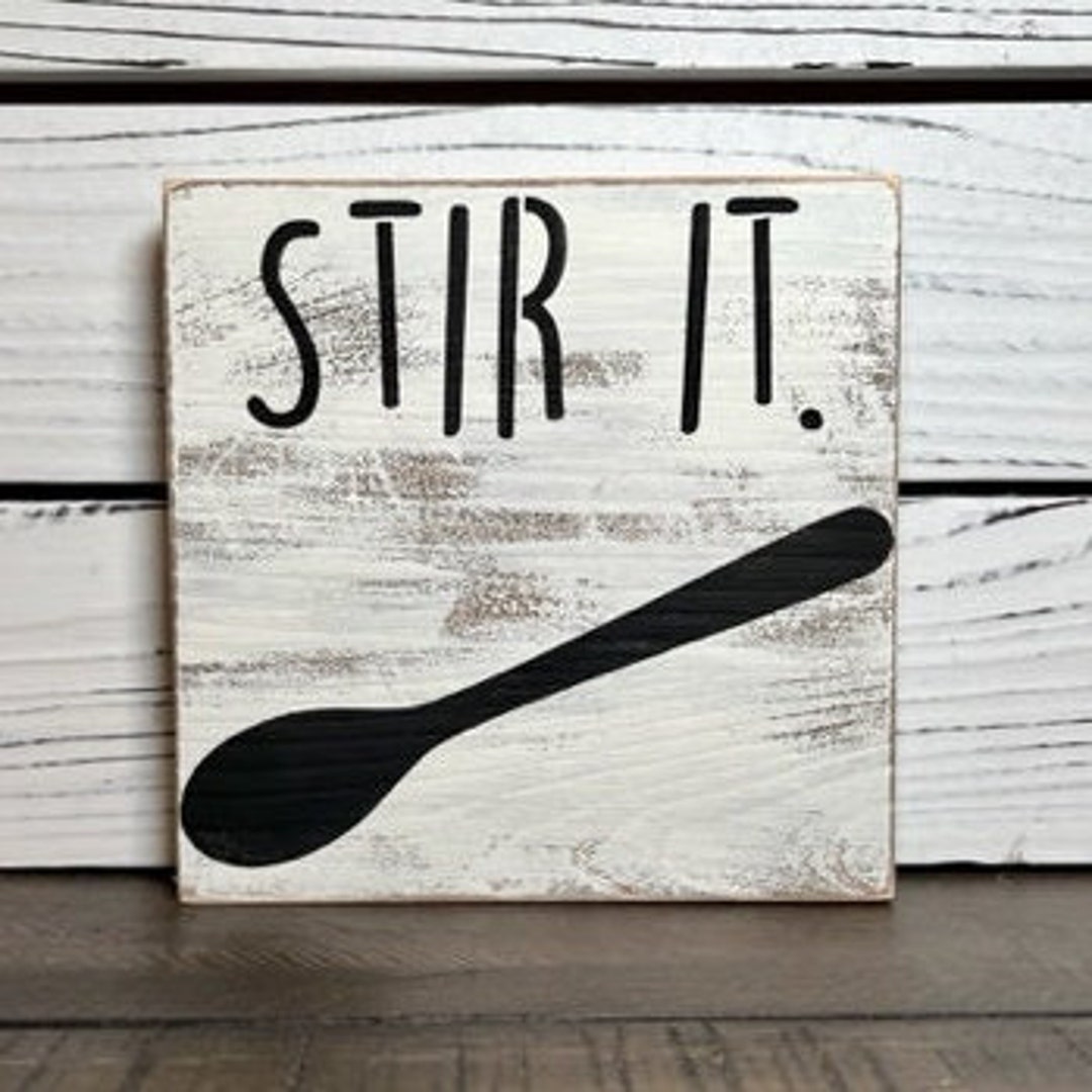 Farmhouse Decor, Farmhouse Stir It Wood Block Shelf Sitter 5" X 5 ...