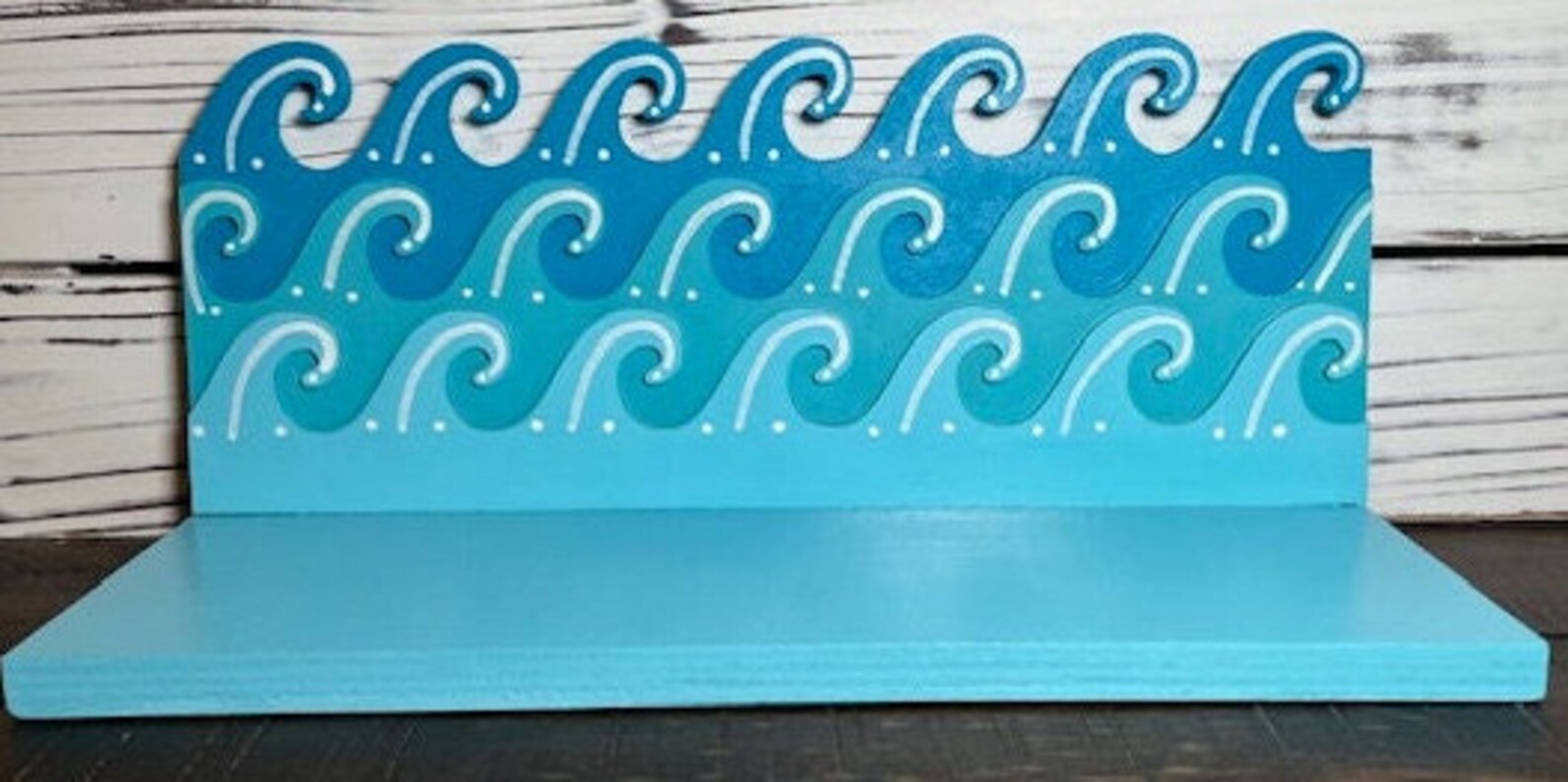 Wave Shelf, Shelf for Beach House, Painted Wood Wave Wall Shelf, Twelve ...