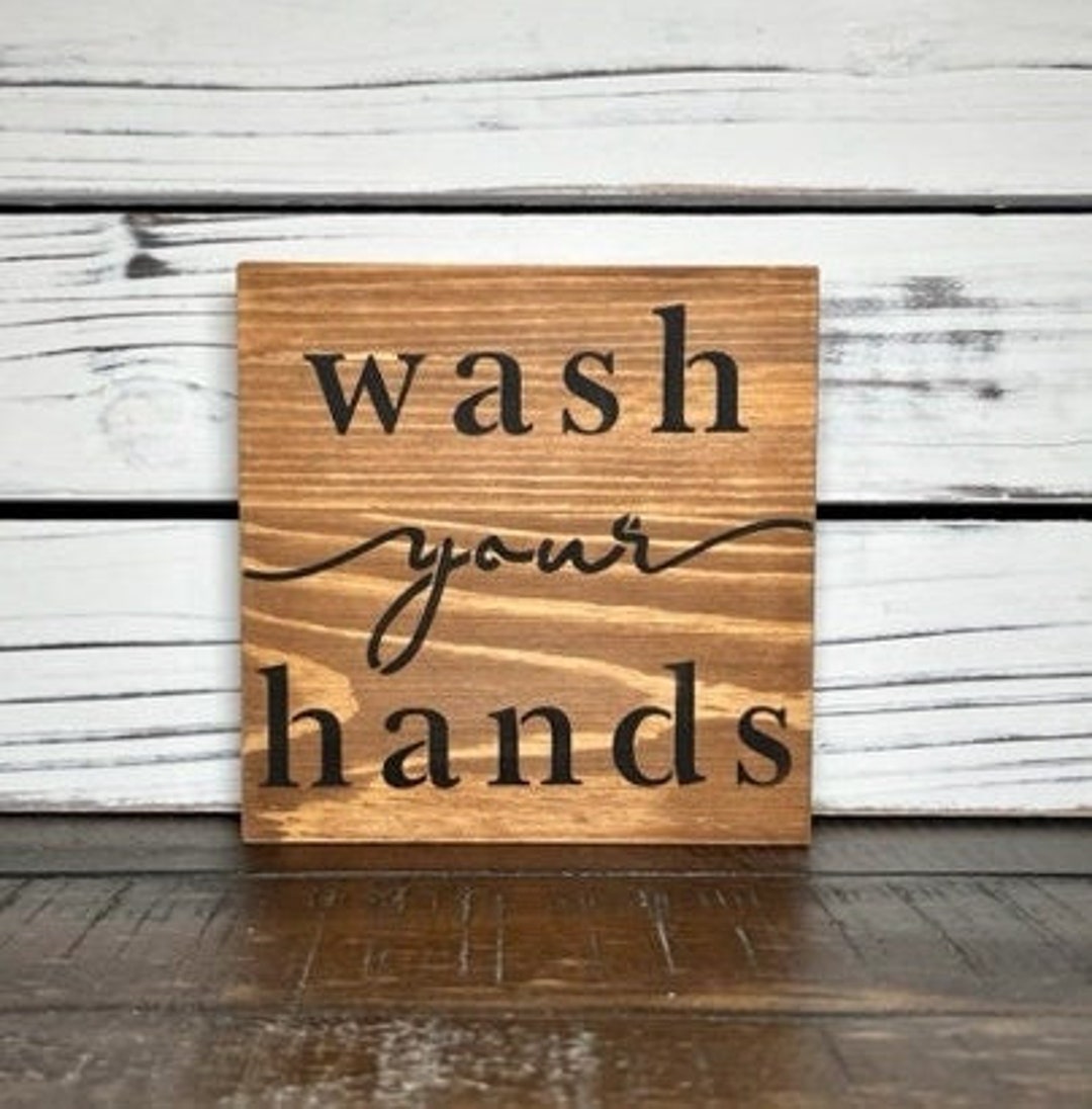 Bathroom Decor, Wash Your Hands Sign, Cute Bathroom Sign, Rustic ...