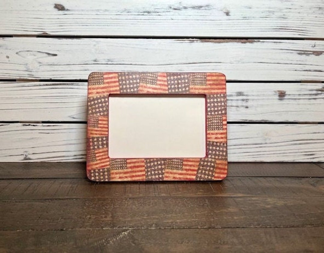 American Flag Wood Photo Frame, Americana Picture Frame, Patriotic ...