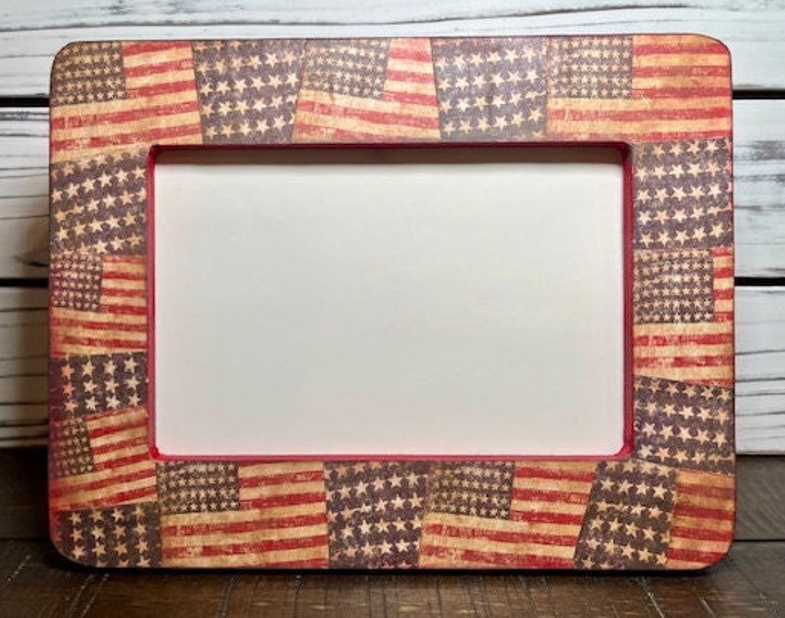 American Flag Wood Photo Frame, Americana Picture Frame, Patriotic ...