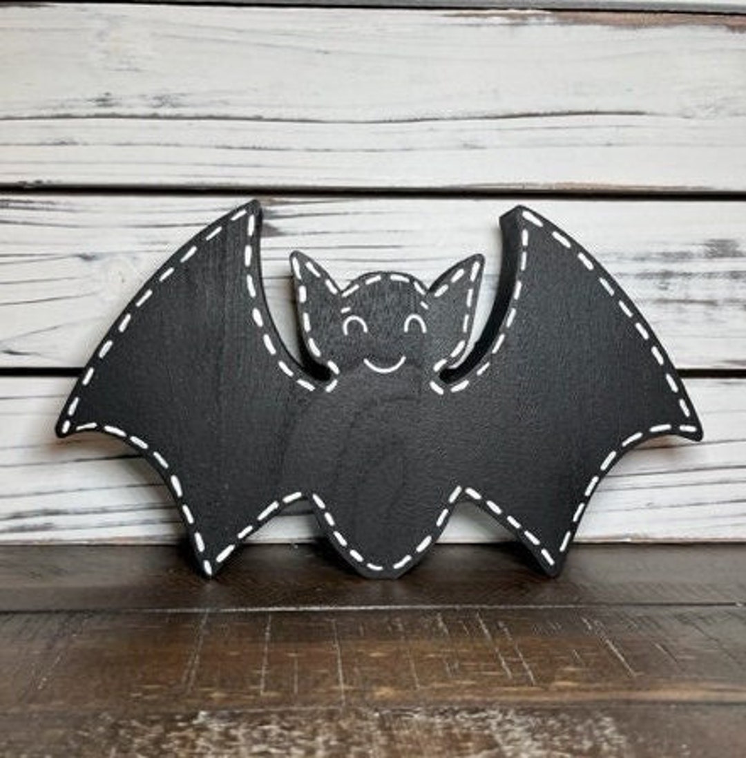 Halloween Decor, Fall Decor, Cute Bat Decor, Chunky Wood Bat Shelf ...