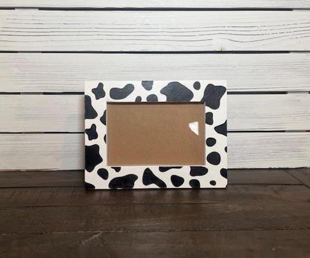 Cow Print Picture Frame, 4x6 Cow Print Photo Frame, Tabletop Wood ...