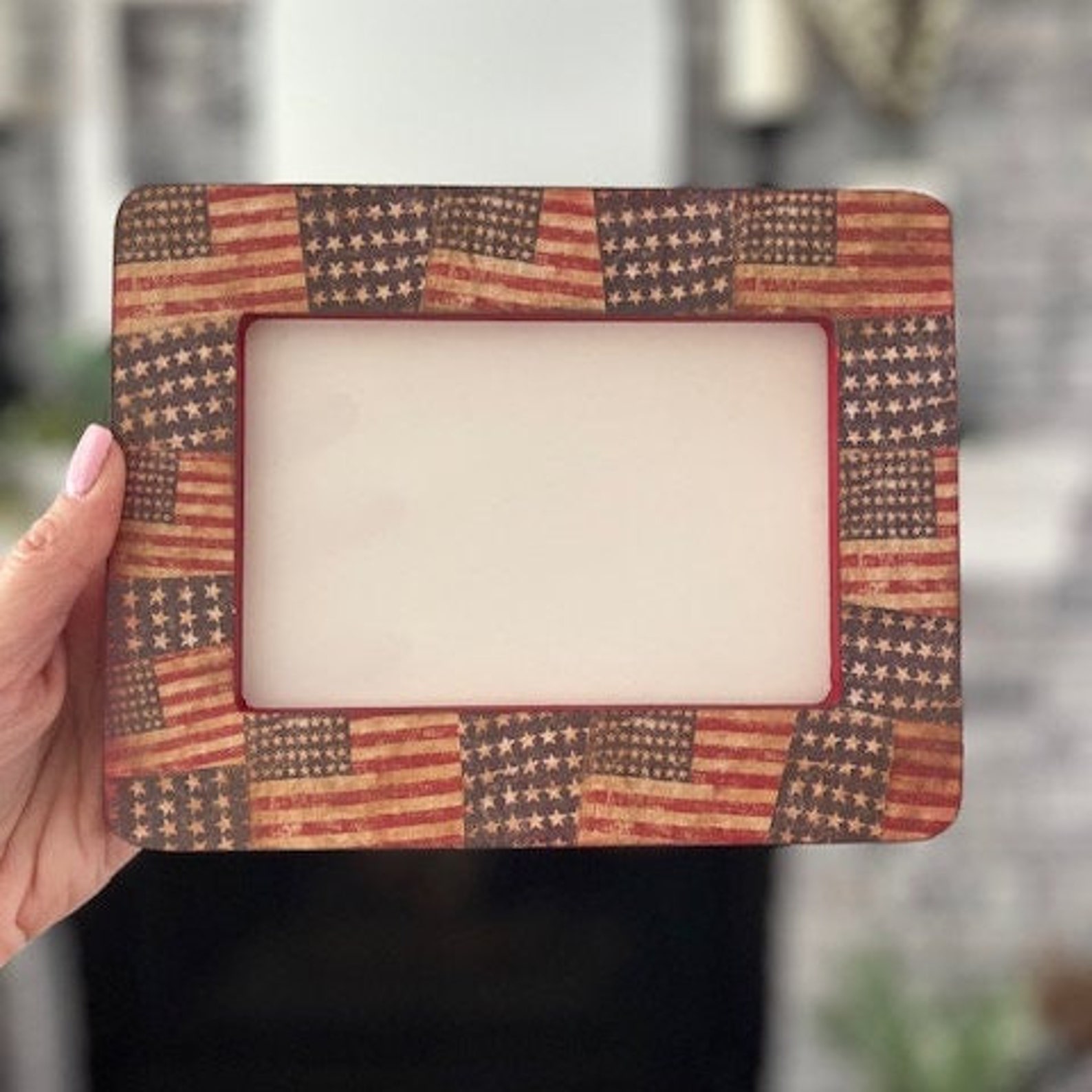 American Flag Wood Photo Frame, Americana Picture Frame, Patriotic ...
