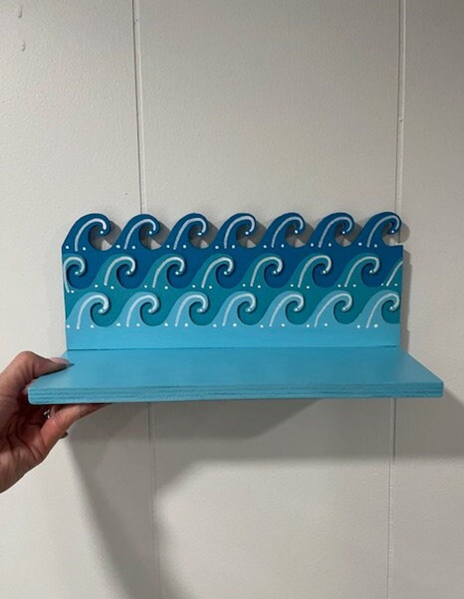 Wave Shelf, Shelf for Beach House, Painted Wood Wave Wall Shelf, Twelve ...