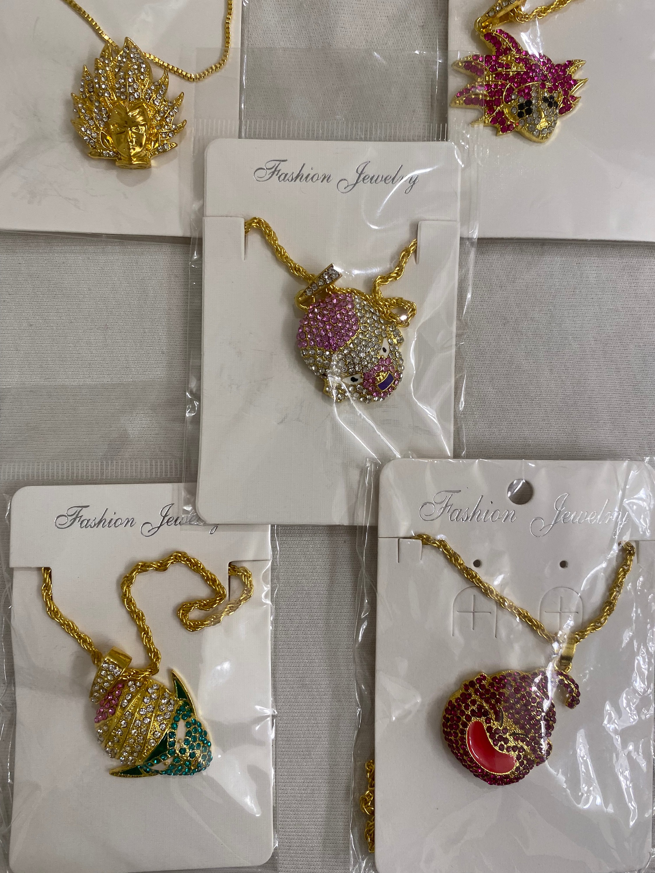 Dragon Ball Z Gold Necklace Set DBZ Goku Vegeta Freiza Piccolo Majin ...