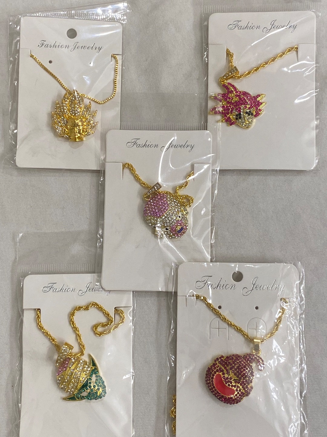 Dragon Ball Z Gold Necklace Set DBZ Goku Vegeta Freiza Piccolo Majin ...