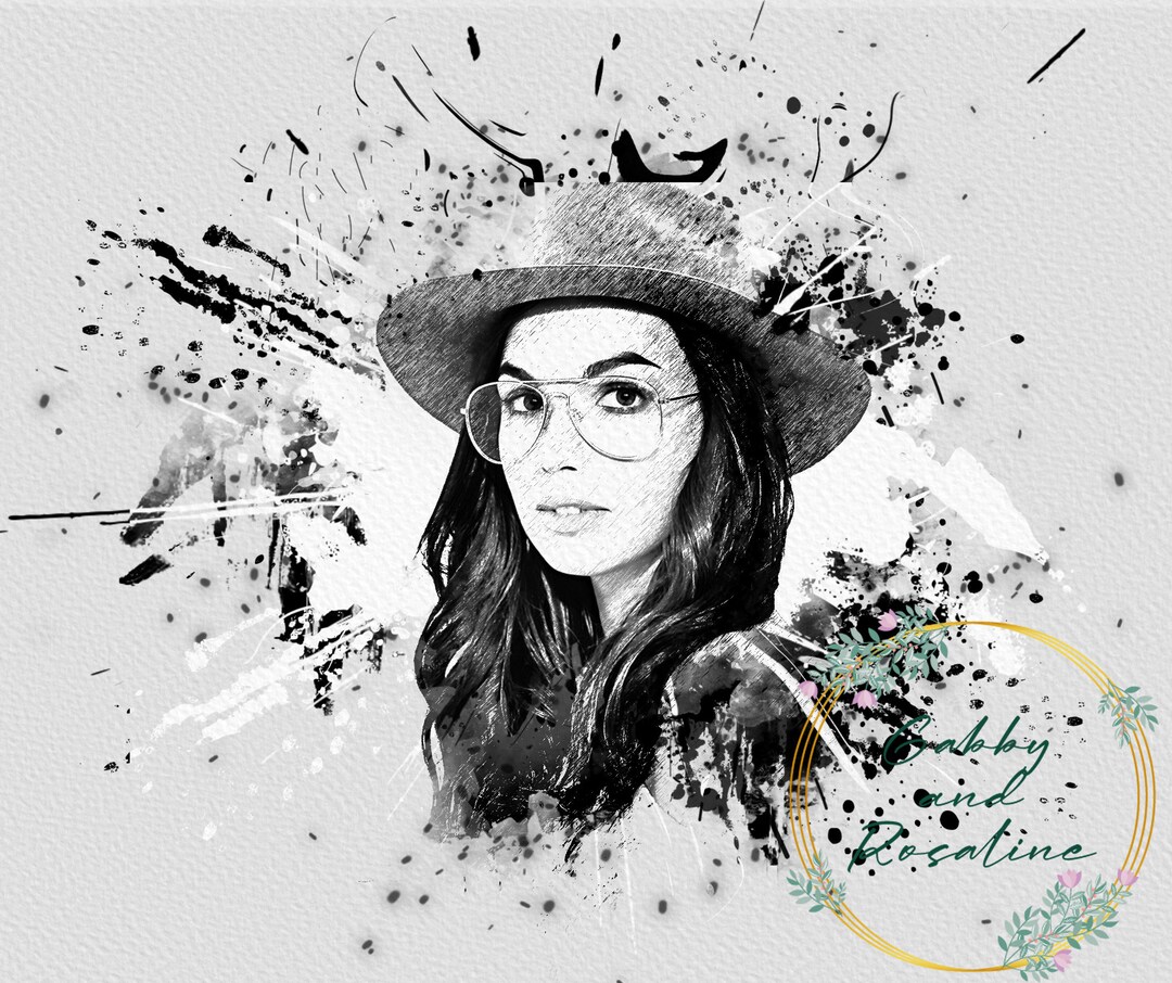 Custom Black Ink Blot Painting, Portrait Painting From Photo Portrait ...