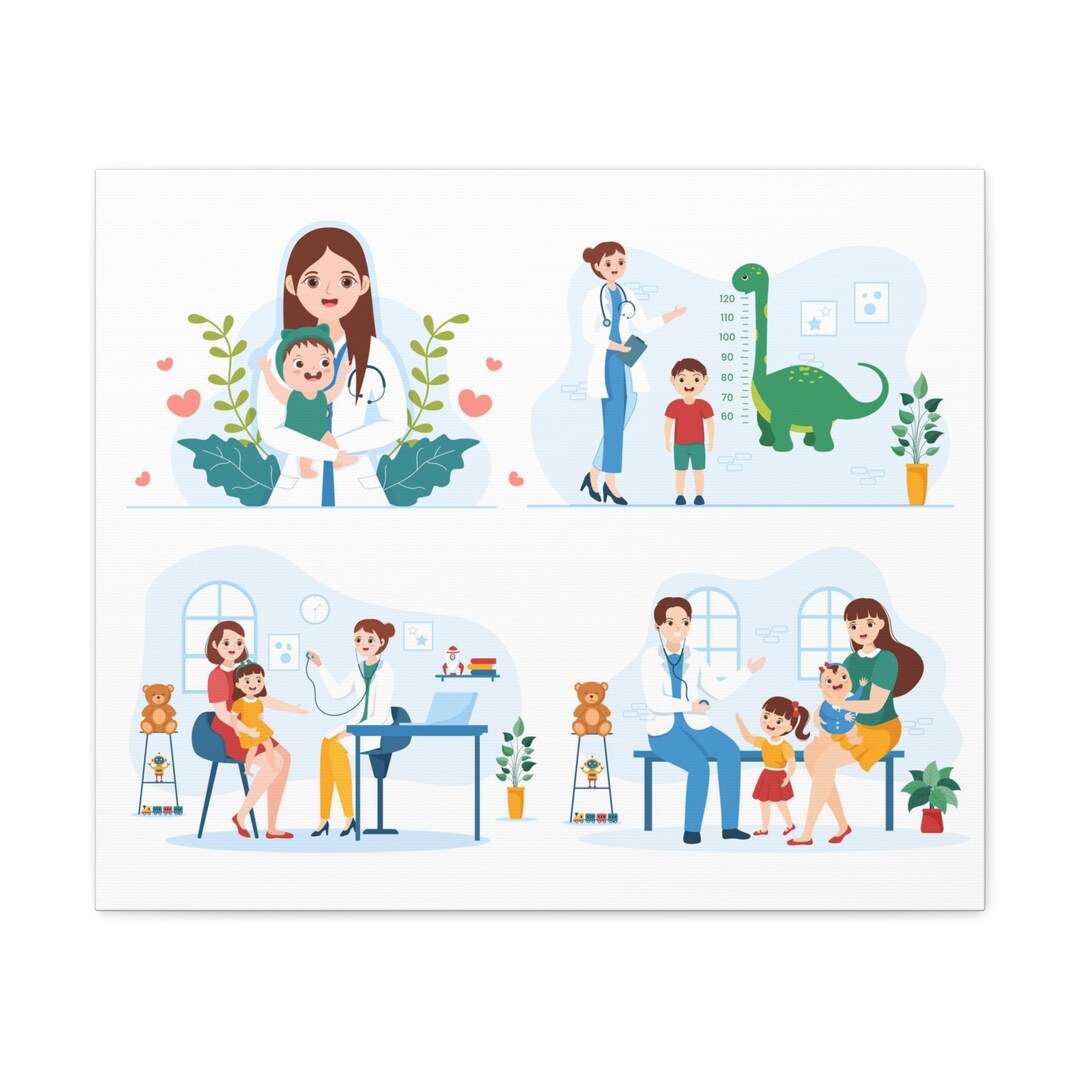 Pediatrician Office Wall Art Canvas Four Scenes - Etsy