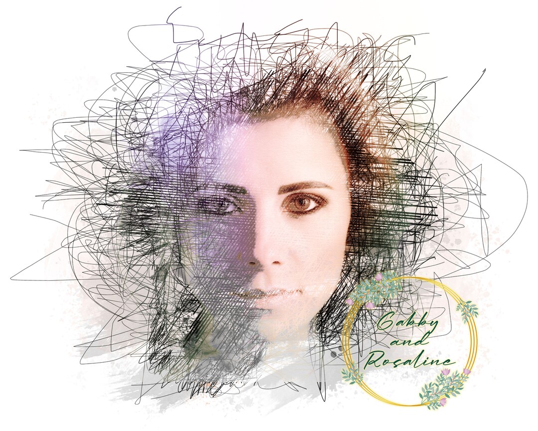 Scribble Art Portrait From Photo Personalized Gift for Her/women Girlfriend / Wife Boyfriend ...
