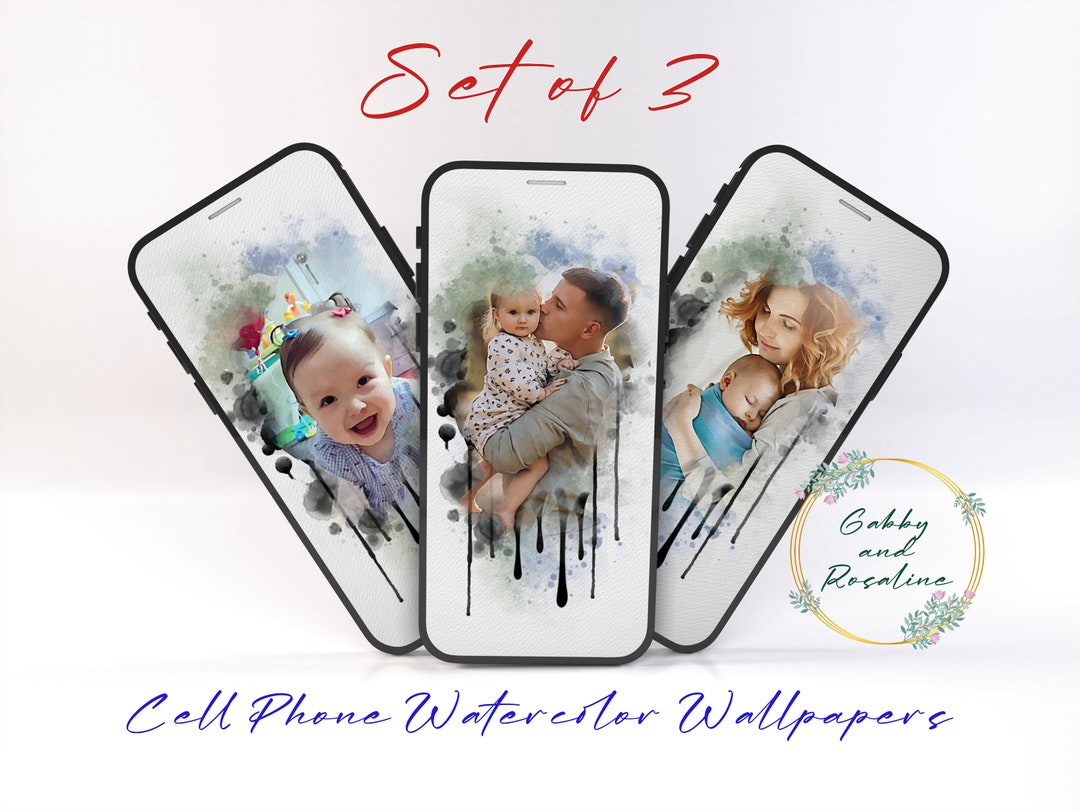 Custom Watercolor Cellphone Wallpaper From Photo, Personalized Gift Set ...