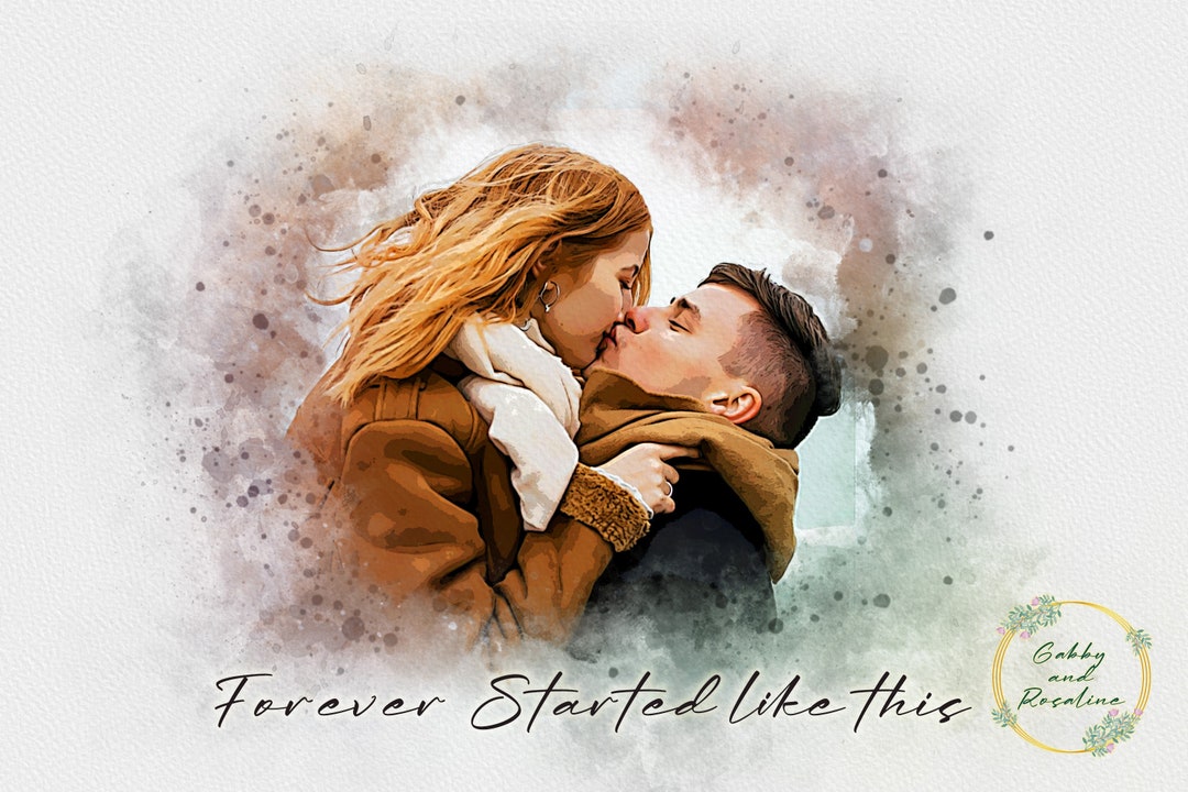 Couples Custom Watercolor Painting, Portrait Painting From Photo ...