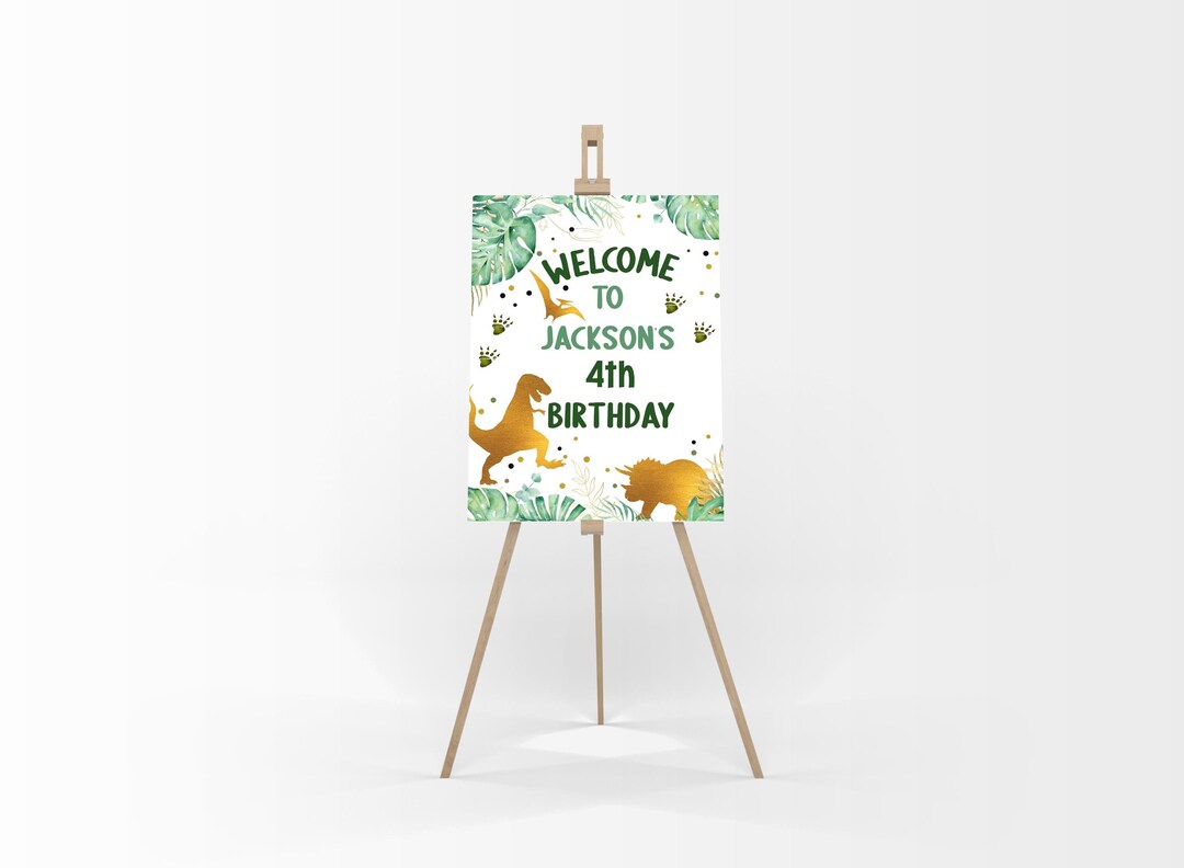 Dinosaur Welcome Poster Dinosaur Poster 4th Birthday Welcome - Etsy