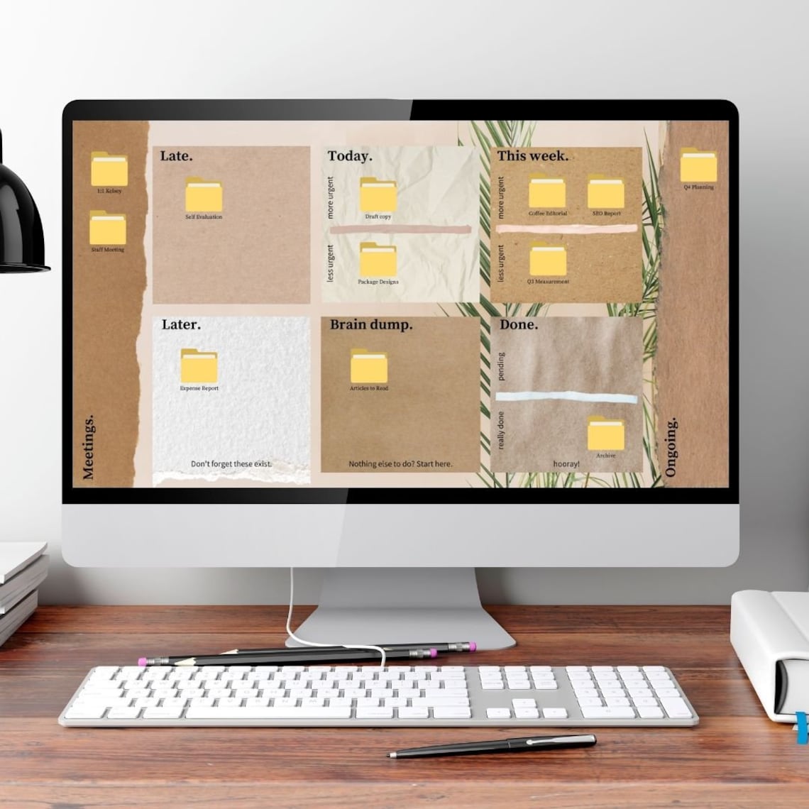 Boho Desktop Organizer Background Wallpaper Computer, Laptop, ADHD ...