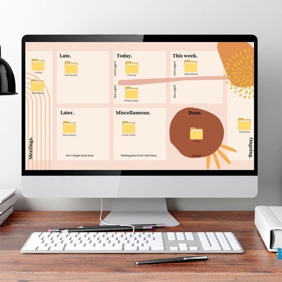 Aesthetic Desktop Organizer Background Wallpaper Computer - Etsy UK