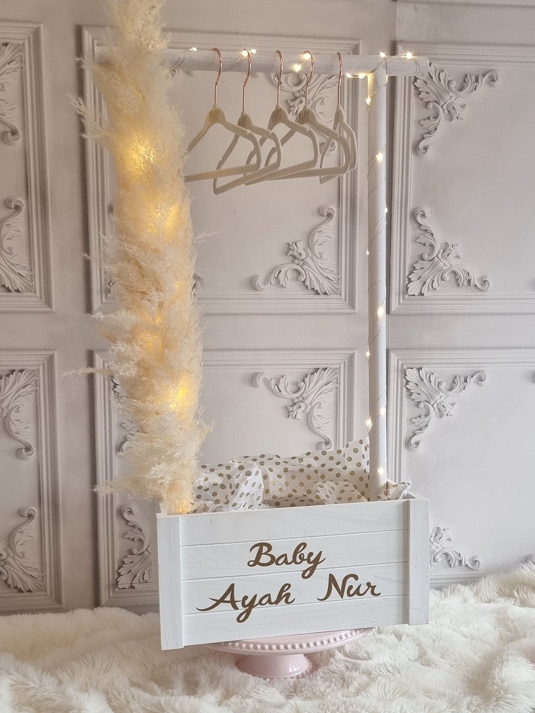 Baby Hamper Crate With Clothing Rail and Hangers Personalised. - Etsy UK