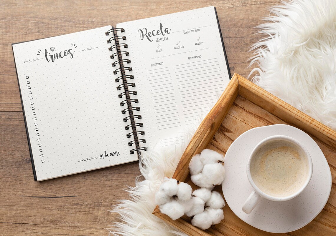 Libro De Recetas Recetario Diario De Recetas Cuaderno Recetas. Español ...