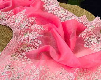 Silver Work Saree - Etsy