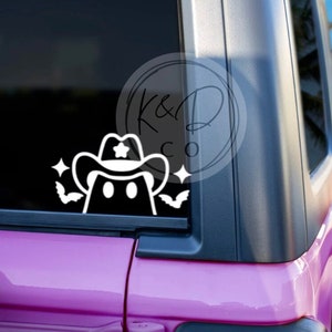 Howdy Ghost Car Mirror Decal, Peeker Peeking Ghost Mirror Decal ...