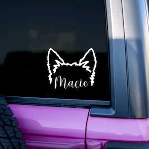Personalized Dog Ear Outline With Name, Custom Dog Ear Car Decal ...