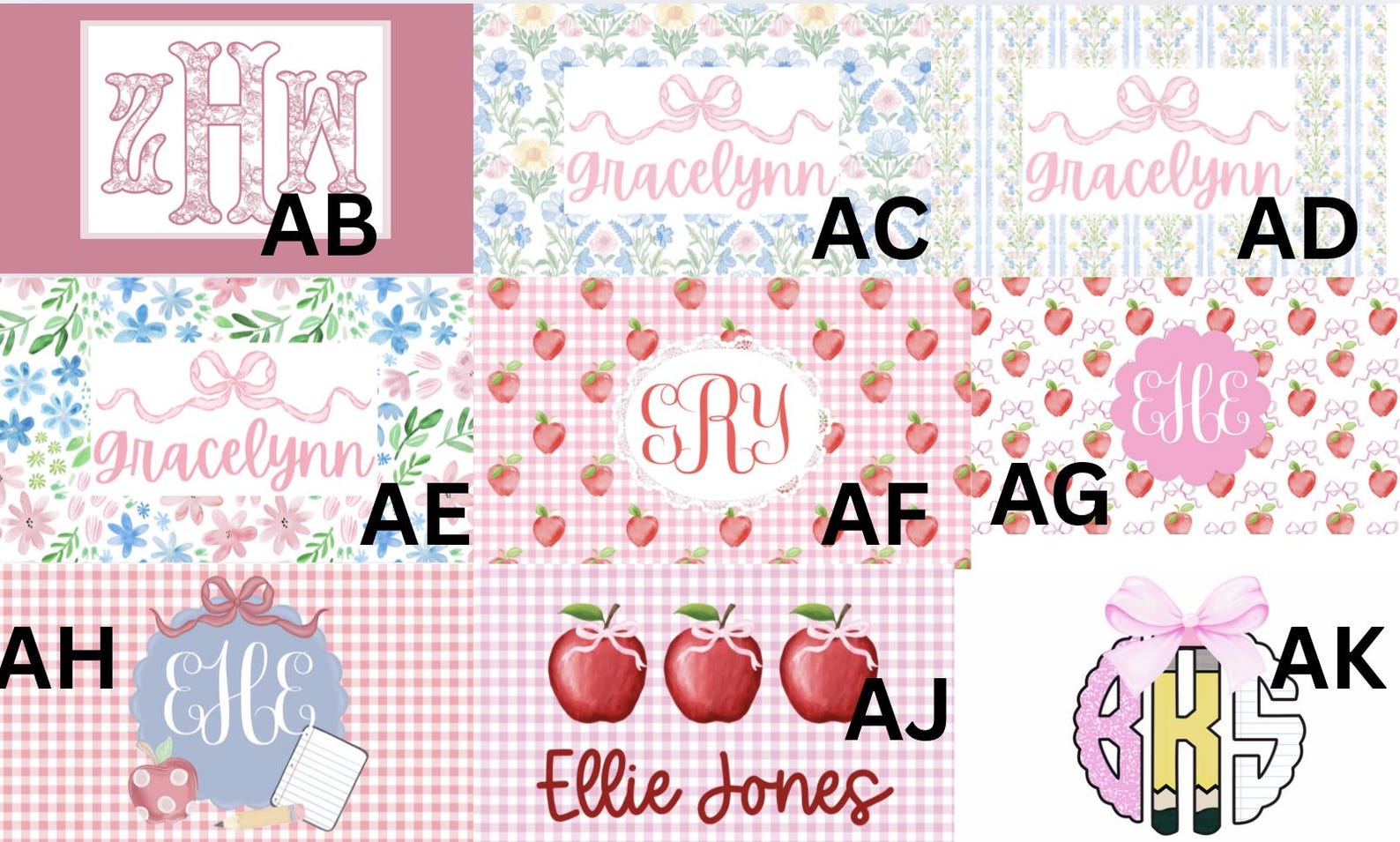 Grandmillennial Preppy Gingham Personalized Pencil Box, GIRLS School ...