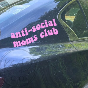 Flower Anti Social Moms Club Decal, Funny Car Stickers, Bad Driver Car ...