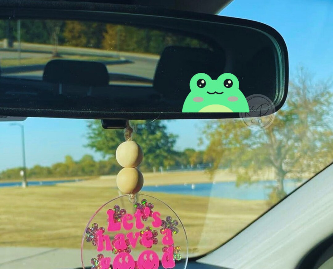 Frog Cute Peeker Rear View Mirror/sun Visor Decal Mirror Decal, Kawaii ...