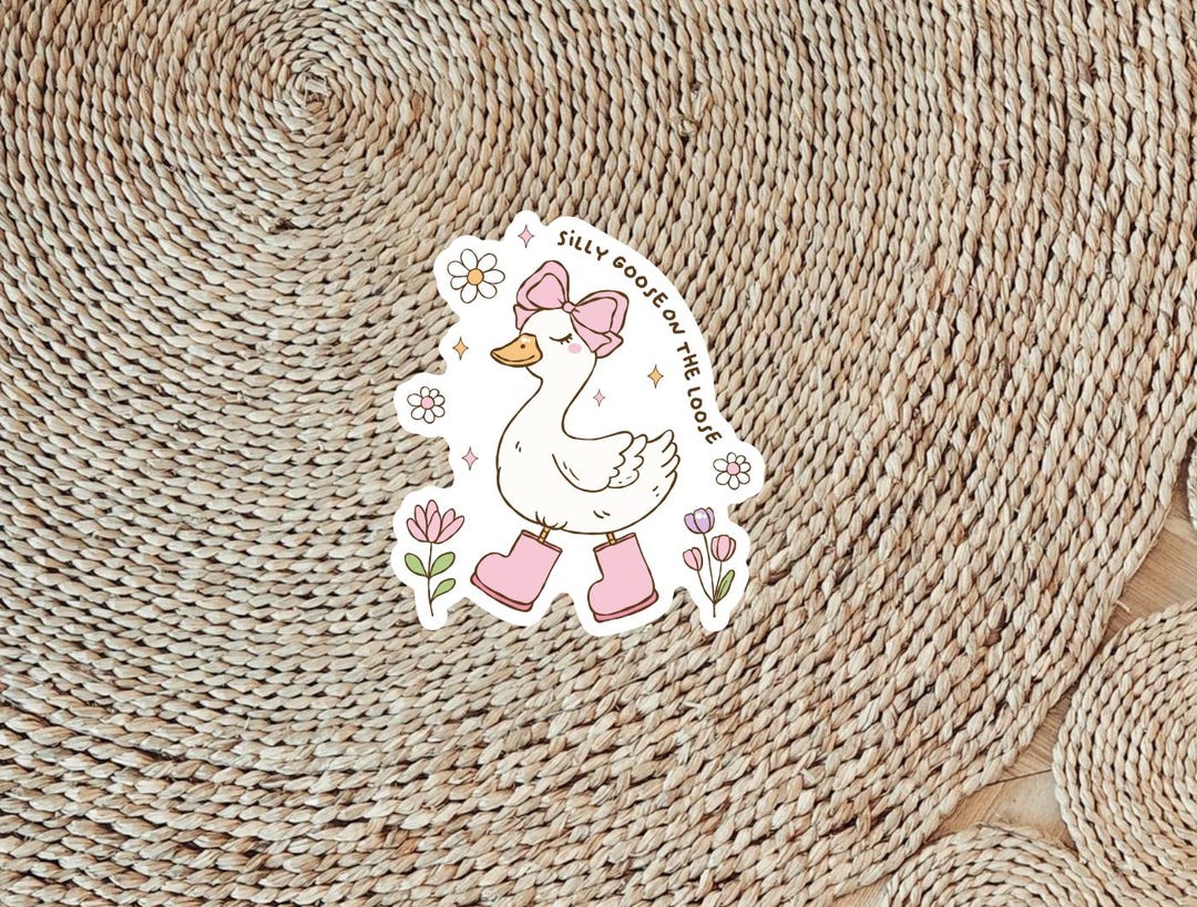 Silly Goose on the Loose Sticker, Grandmillennial Preppy Aesthetic Soft ...