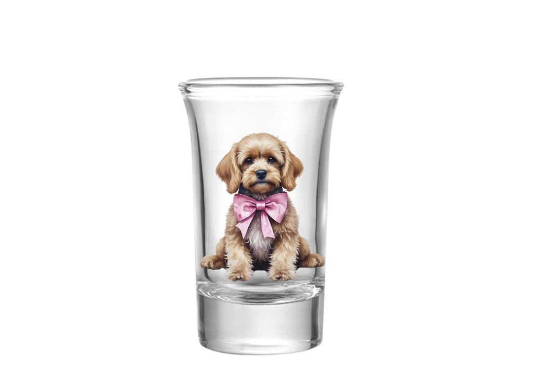 Cavapoo Pink Bow Coquette Bow Shot Glass, Dog Lover Shot Glass, Y2k ...