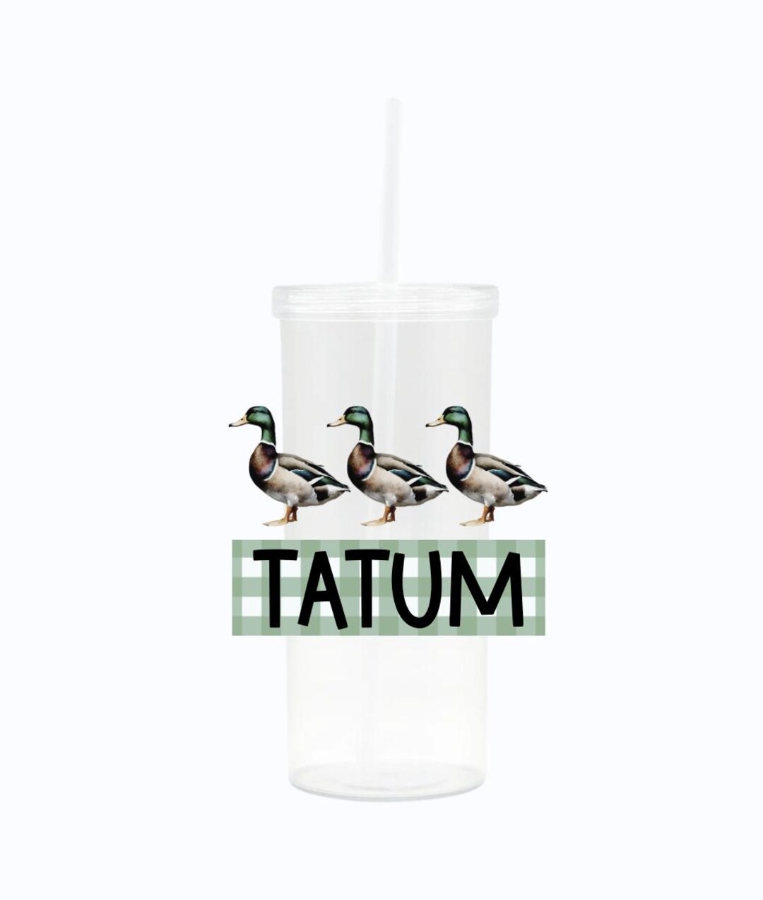 Preppy Mallard Duck Monogram Plastic Tumbler Cup, Gingham With Name ...