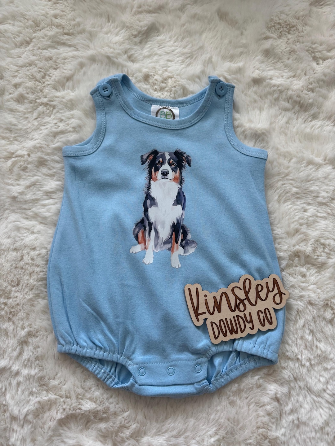 Aussie Australian Shepherd Dog Bubble Romper, Boys Personalized Baby ...