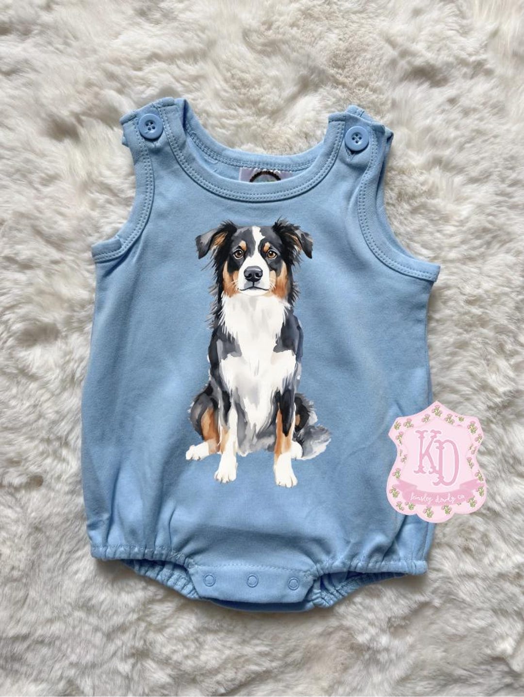 Aussie Australian Shepherd Dog Bubble Romper, Boys Personalized Baby ...
