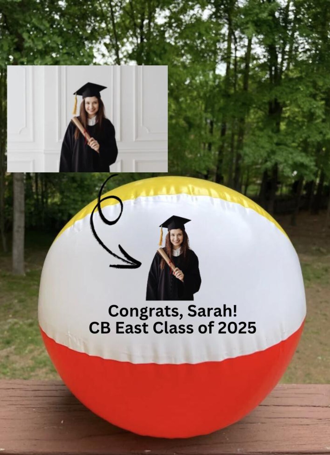 Custom Photo Graduation Beach Ball, Graduation Party 2025 Gift ...
