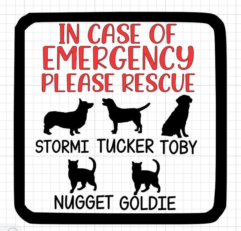 Pet Emergency Decal Pet Emergency Sticker in Case of - Etsy