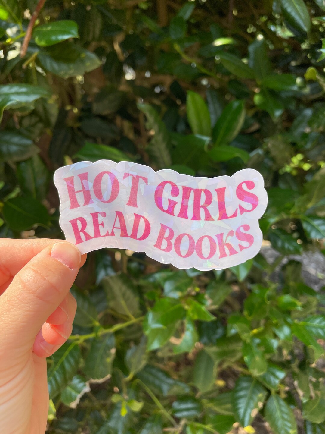 Hot Girls Read Books Holographic Sticker Pink Girly Vinyl Waterproof ...