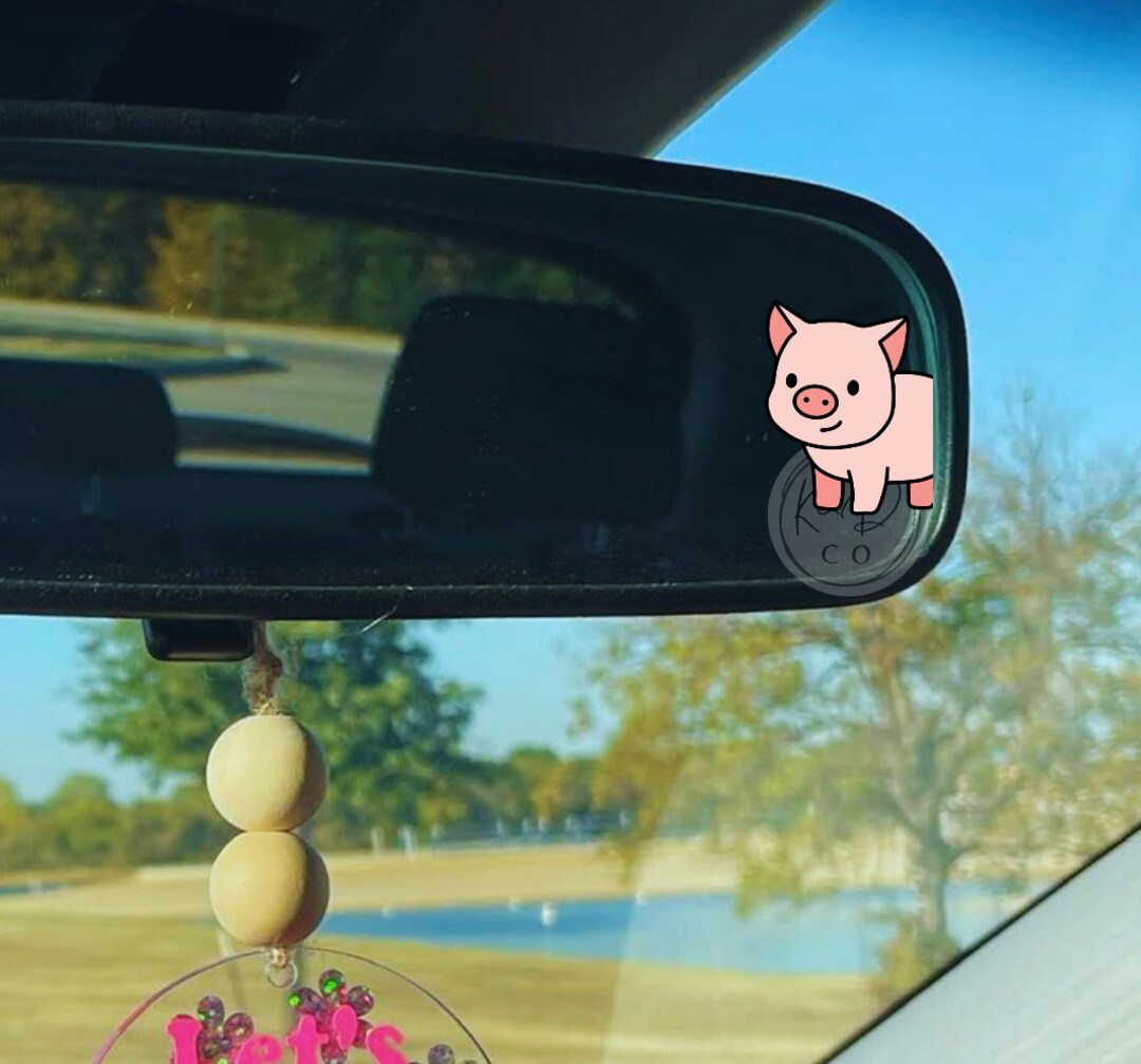 Pig Cute Peeker Rear View Mirror/sun Visor Decal Mirror Decal, Kawaii ...