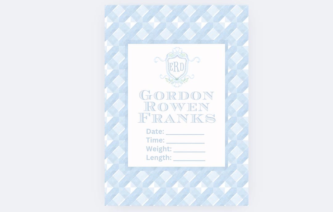 DIGITAL ONLY Blue Baby Boy Hospital Sign, Crest Weight Height Name Time ...