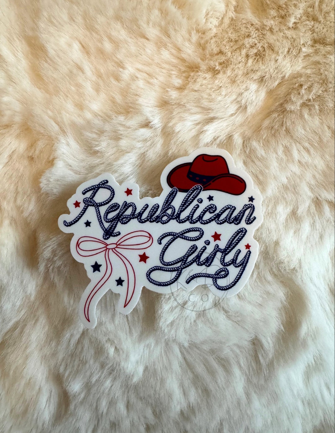 Republican Girly Sticker, Cowboy Hat Bow Sticker, Coquette Sticker ...