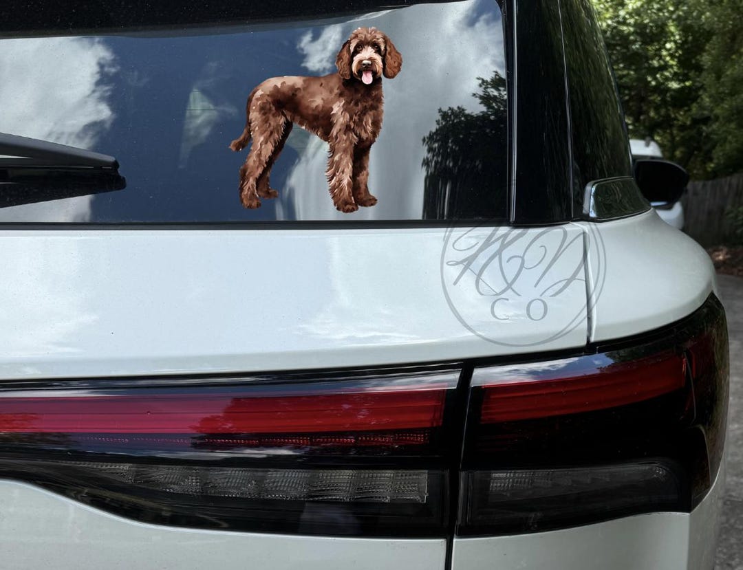 Chocolate Doodle Car Decal, Labradoodle Goldendoodle Sticker for Car ...