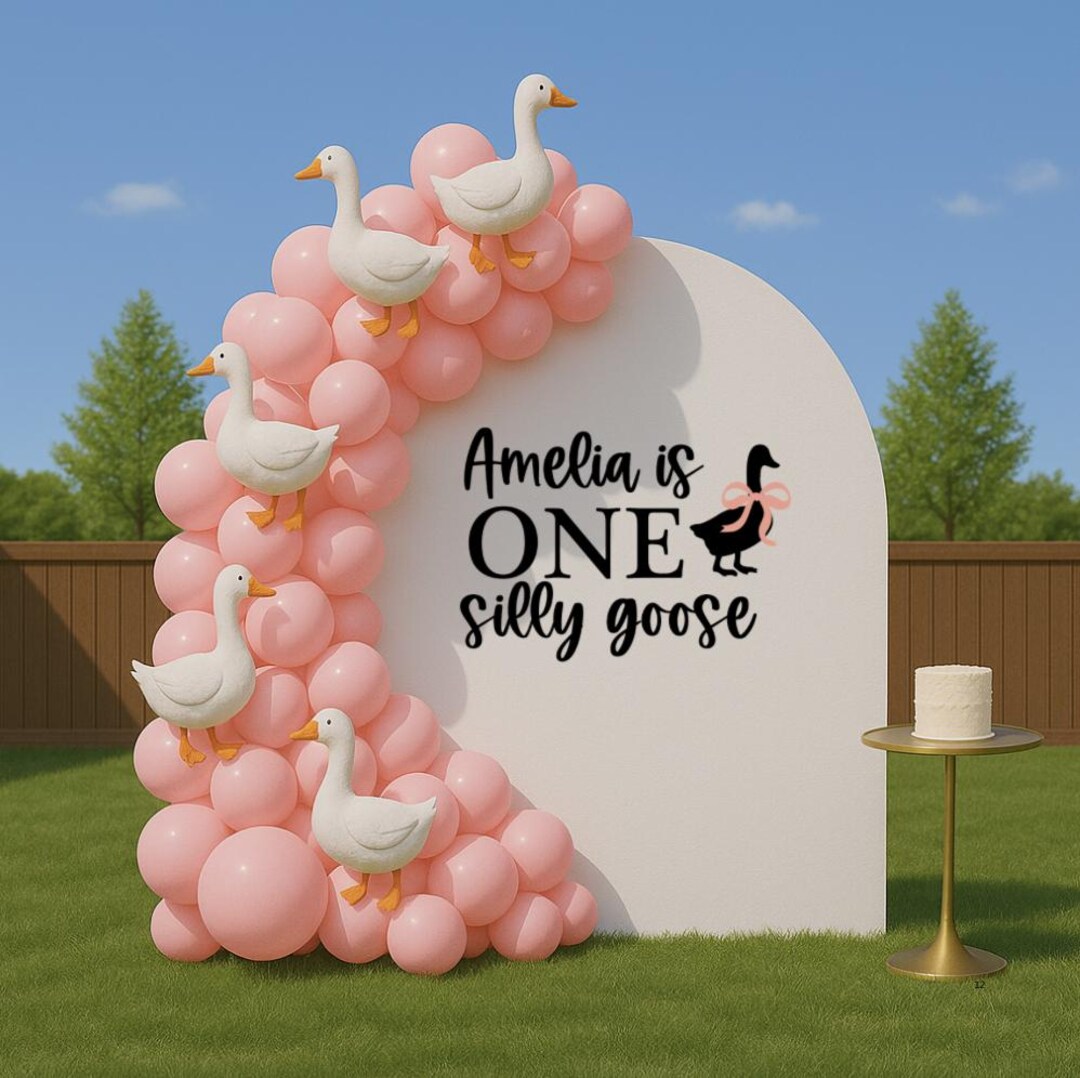 DECAL ONLY One Silly Goose Duck Birthday, Bow Coquette Girly Birthday ...